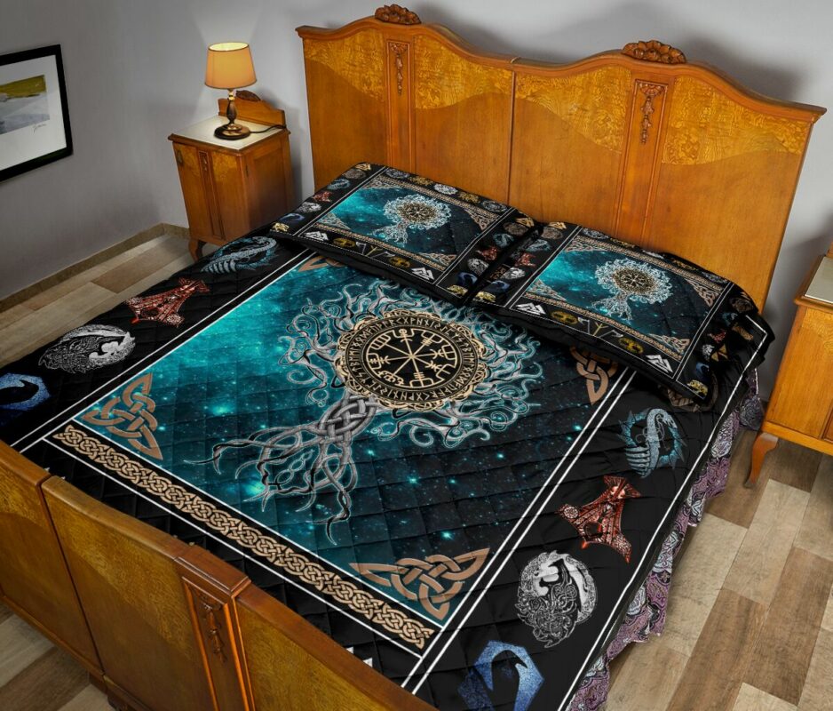 Viking Quilt Bed Set - Celtic Tree Of Live Quilt Bedding Set - Dingmun