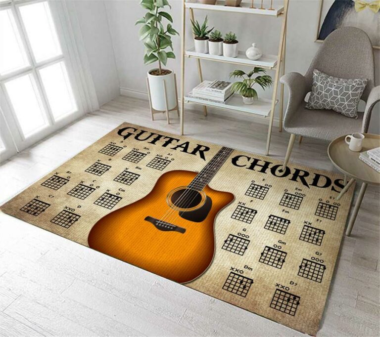 Guitar Area Rugs Personalized Guitar Chords Floor Mat - Dingmun