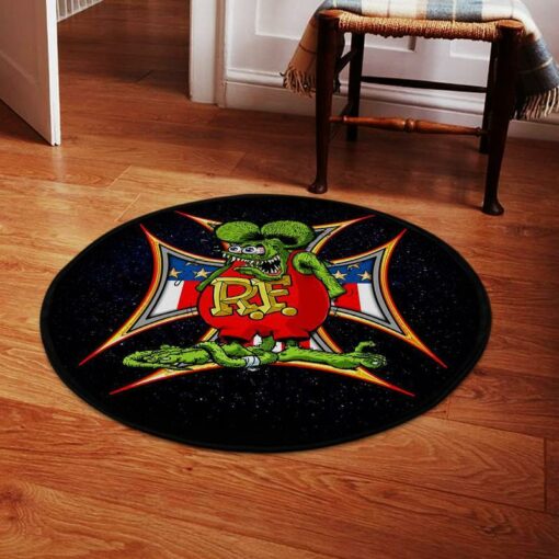 Rat Fink Hot Rod Round Floor Mat - Dingmun