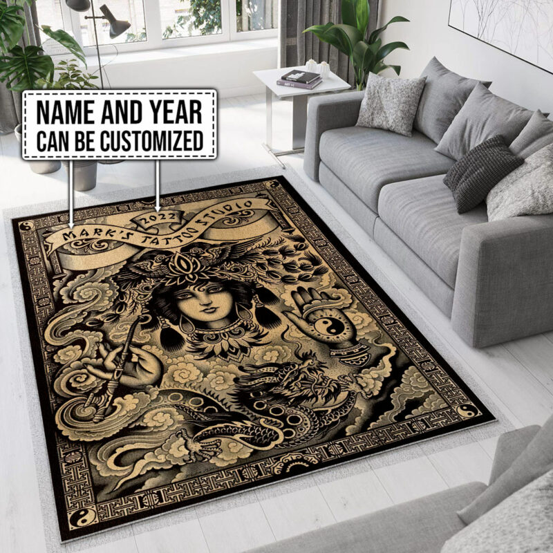 Personalized Tattoo Studio Women And Dragon Rug - Dingmun