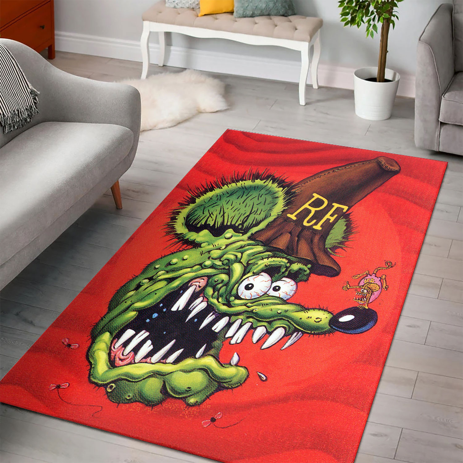Rat Fink Face Fan Rug - Dingmun