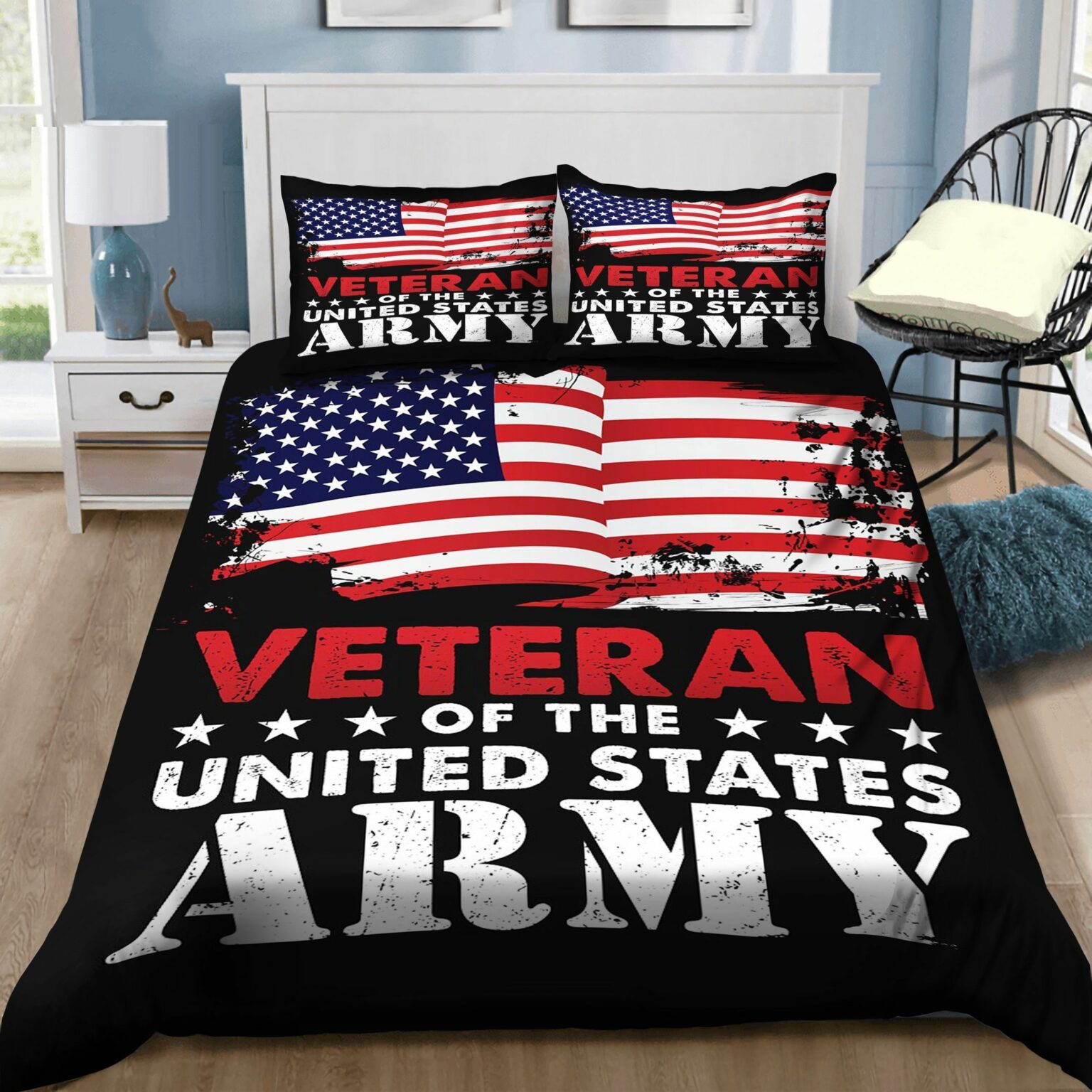 American Flag Awesome US Army Veteran Quilt Bedding Set - Dingmun