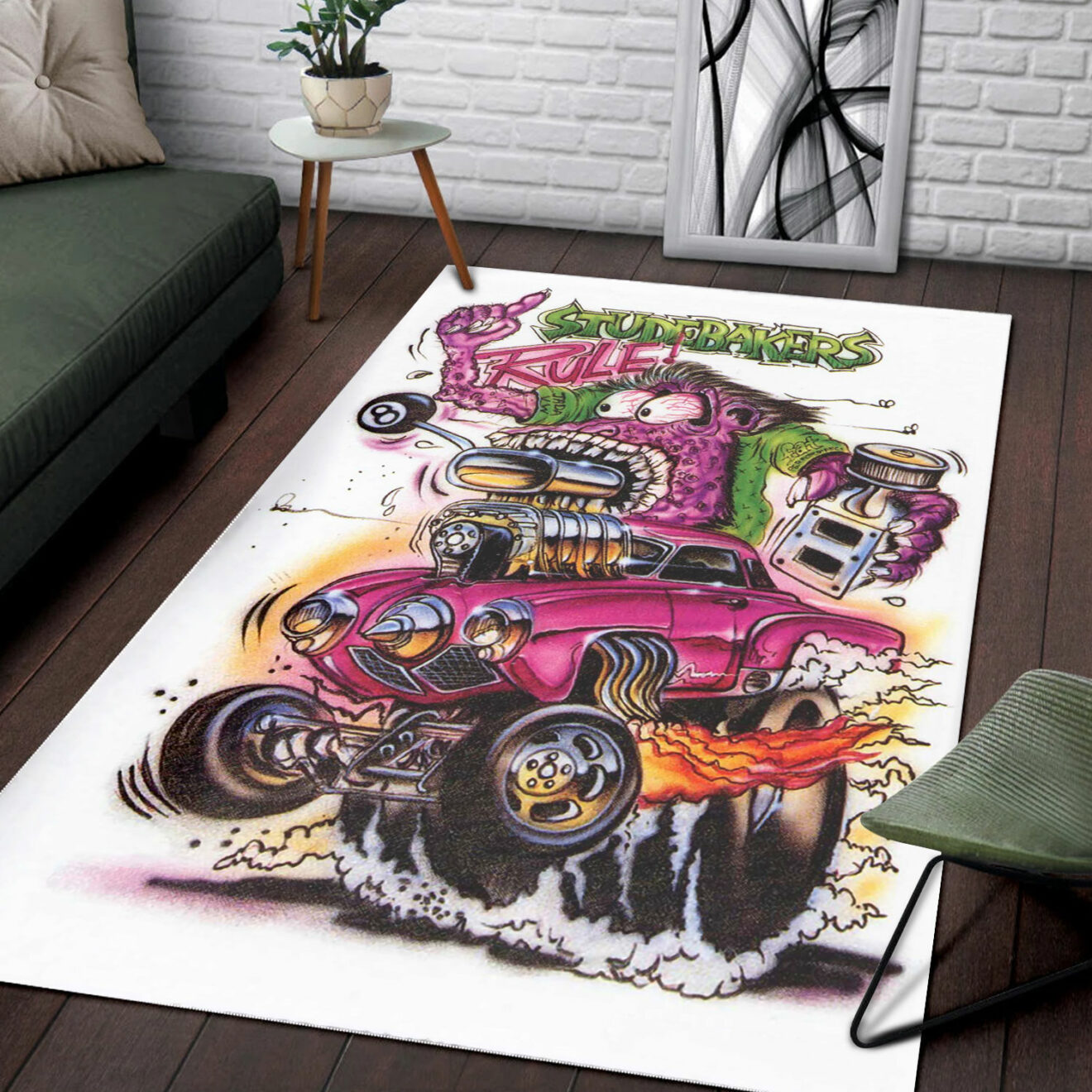 Rat Fink Studebakers Rule Rug - Dingmun