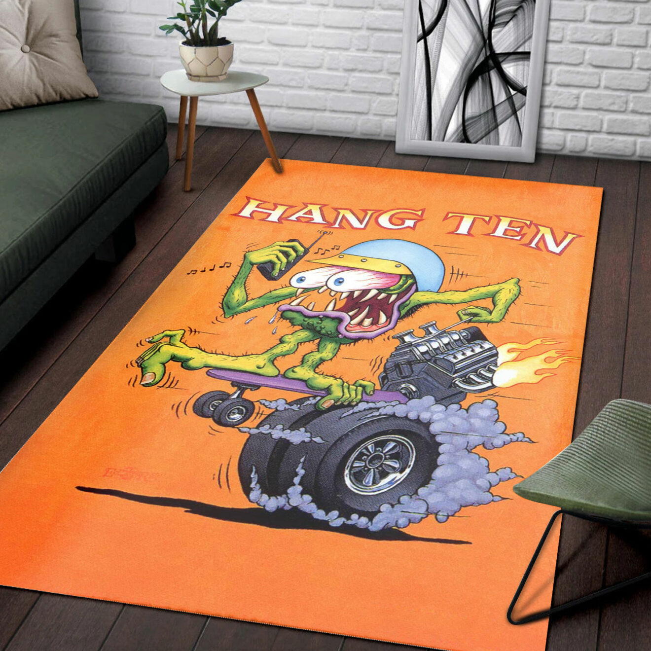 Rat Fink Hang Ten Hot Rod Rug - Dingmun