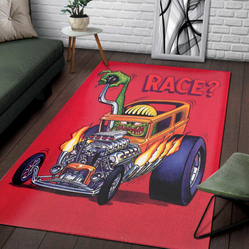 Rat Fink Race Hot Rod Area Rug - Dingmun