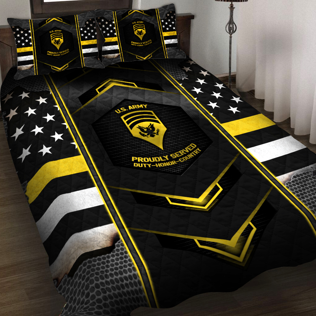 US Army Proudly Served Veteran Quilt Bedding Set - Dingmun