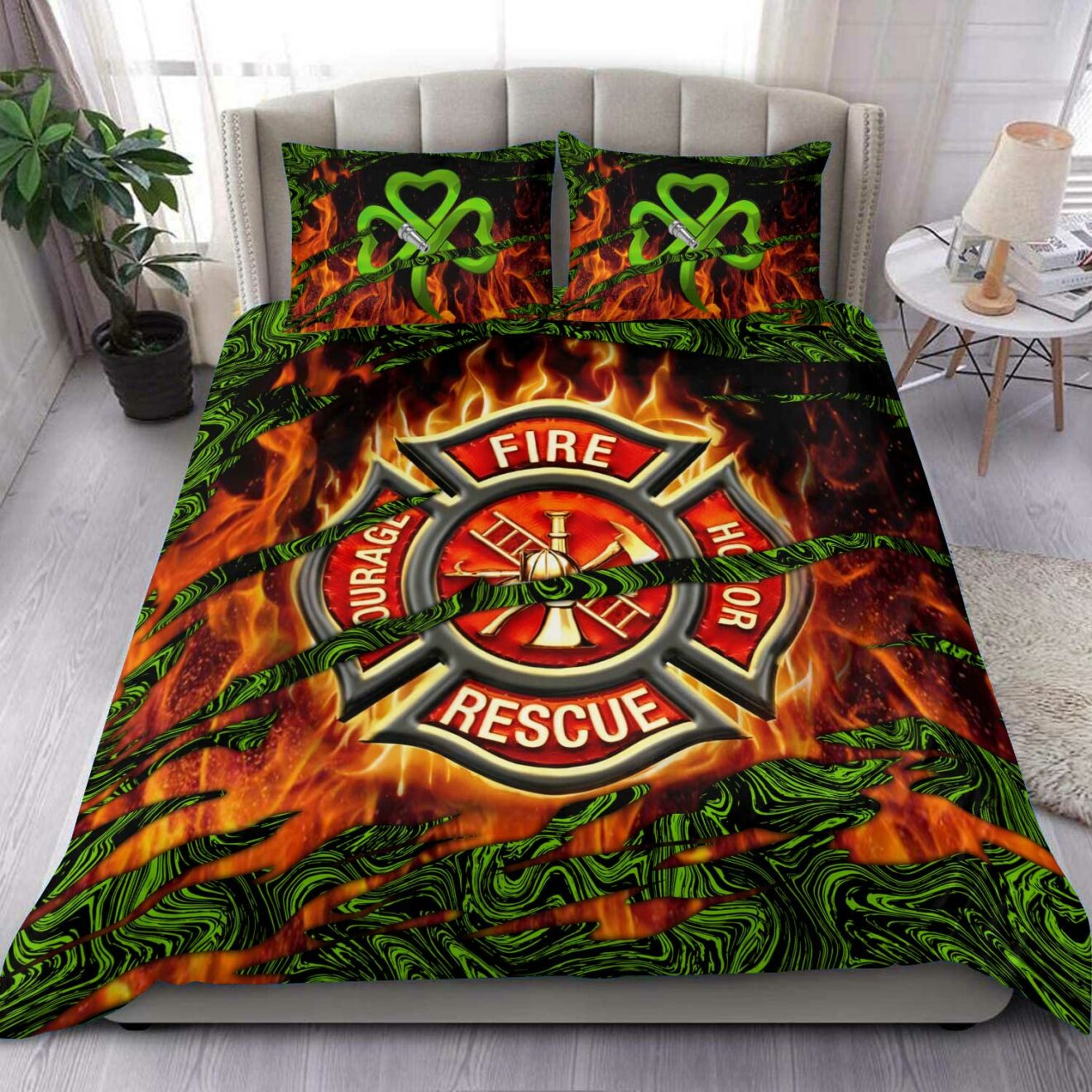 Firefighter Clover Quilt Bedding Set - Dingmun