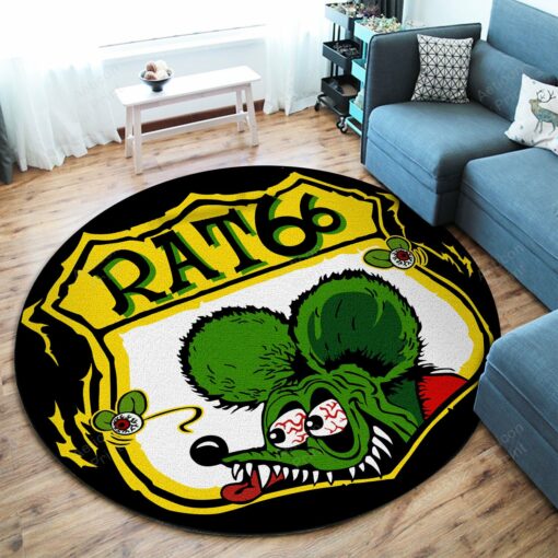 Rat 66 Hot Rod Round Mat - Hot Rod Floor Carpet For Home - Dingmun