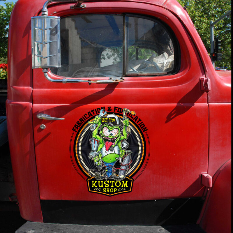 Fabrication And Fornication Kustom Shop Rat Fink Decals - Dingmun