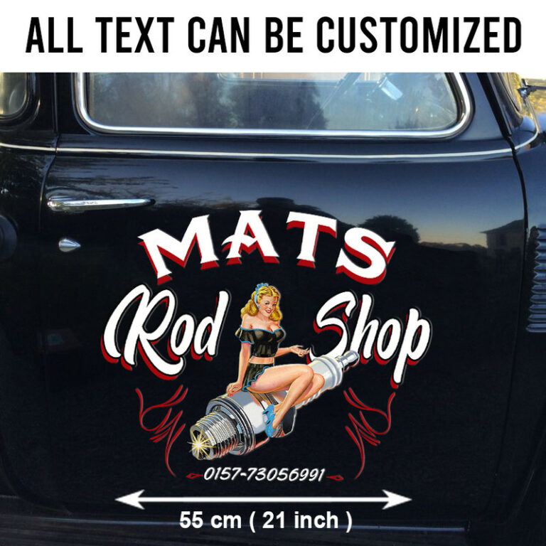 Pinup Girl Speed Shop Hot Rod Pinstripe Vinyl Decal For Car - Hot Rod ...