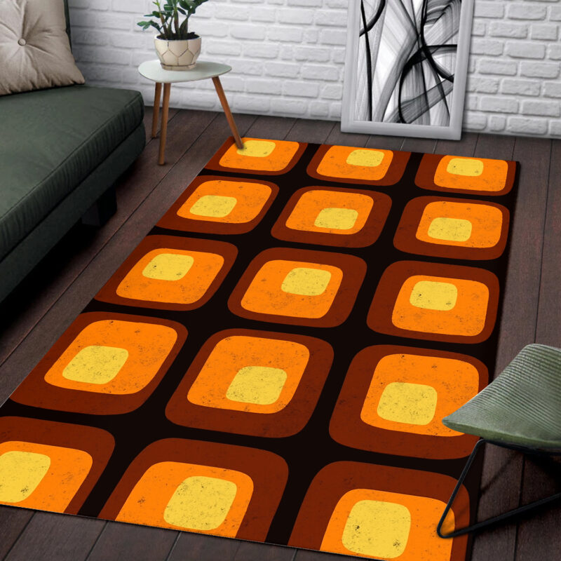 70's Style Retro Mod Mounted Area Rug - Dingmun