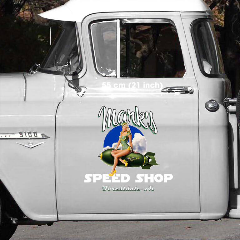 Personalized Bomber Pinup Girl Speed Shop Pinstripe Decals - Dingmun