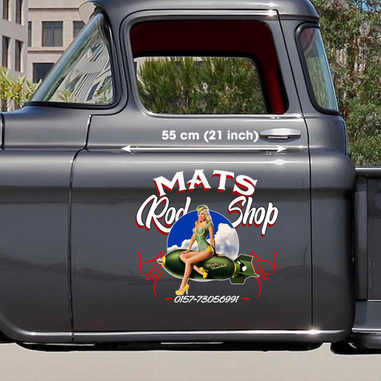 Personalized Bomber Pinup Girl Hot Rod Pinstripe Car Decals Set 02 Pcs ...