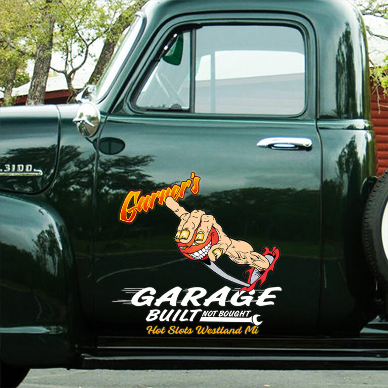 Grinding Gears Hot Rod Car Side Graphics Decals Set 2 Pcs - Dingmun