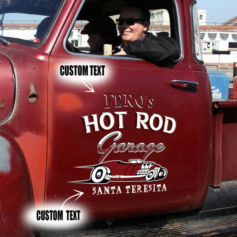 Hot Rod Lettering Side Car Vinyl Decal Set 2 Pcs - Dingmun