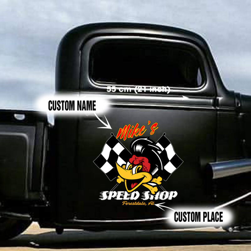 Personalized Kustom Kultrure Hot Rod Duck Decals 2 Pcs For Car Door ...