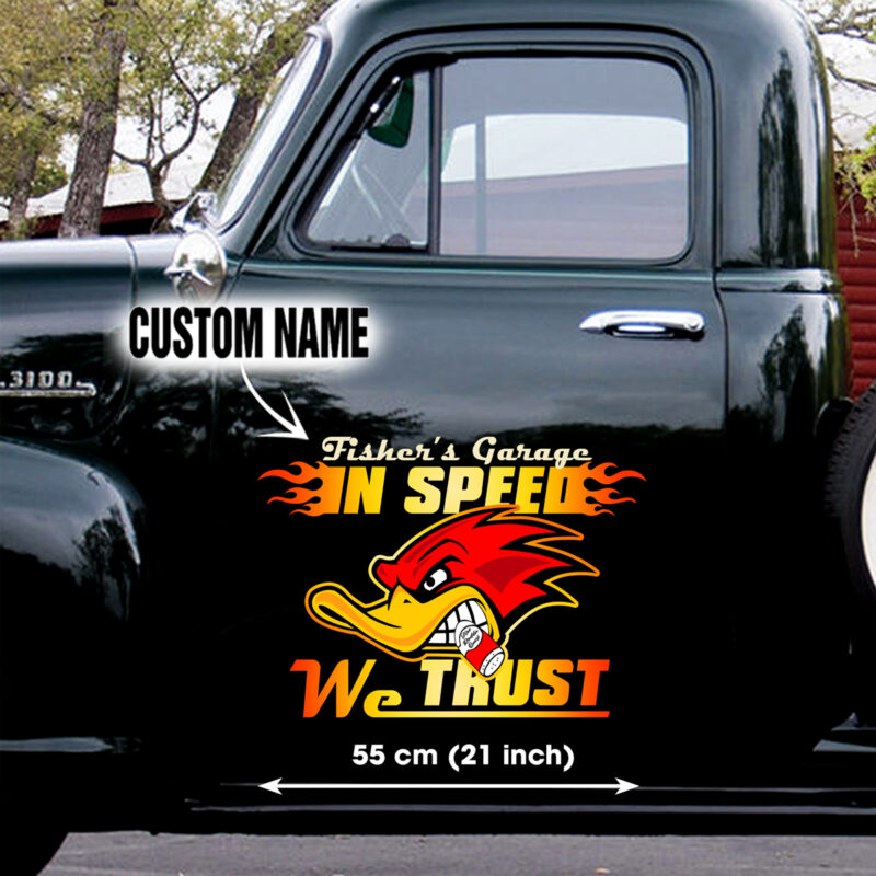 Personalized In Speed We Trust Mr. Horsepower Large Side Decals - Big ...