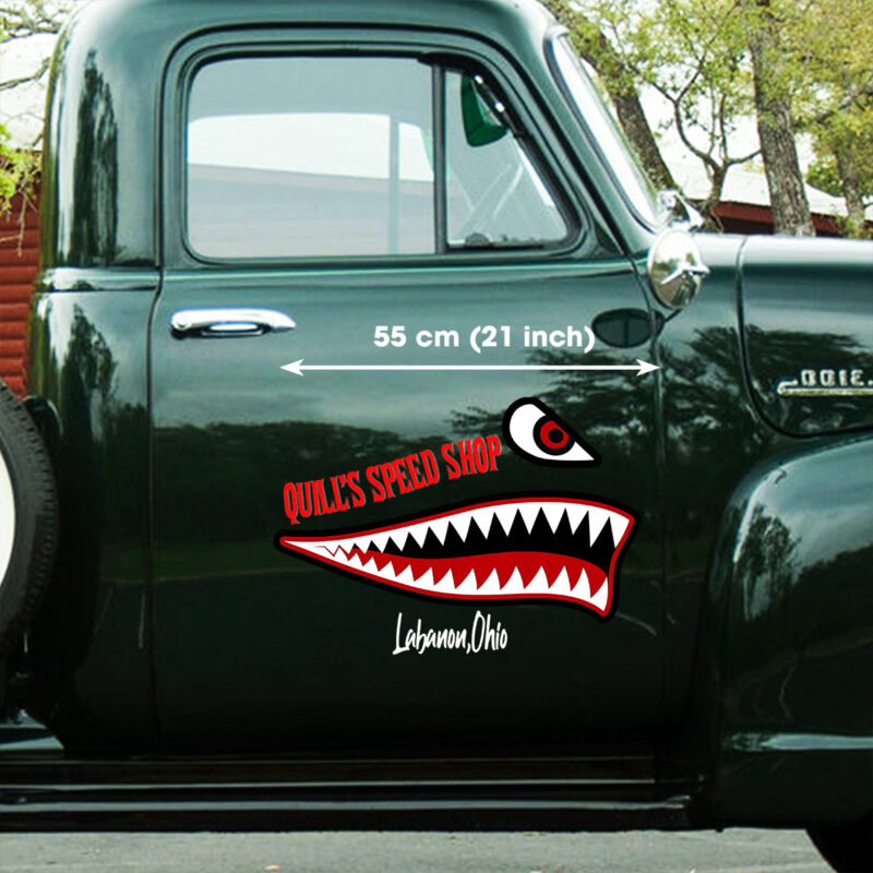 Personalized Vintage Hot Rod Pinstripe P40 Shark Mouth Decals - Dingmun
