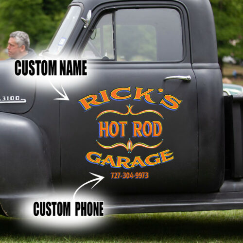 Pinstripe Hot Rod Garage Car Side Door Vinyl Graphics - Dingmun