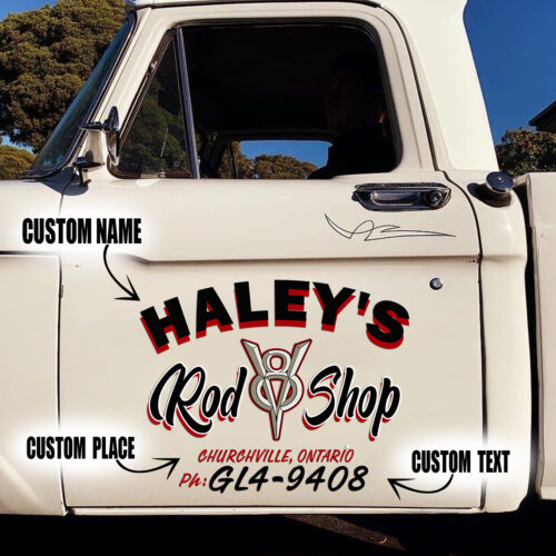 V8 Rod Shop Vinyl Decals For Trucks, Lowriders And Motorcycles - Dingmun