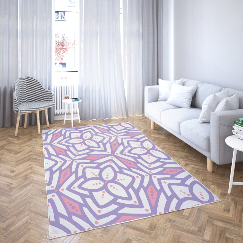Y2K Pastel Blossoms Geometric Rug - Dingmun