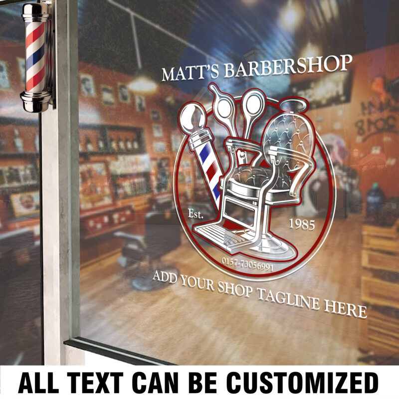 Barber Shop Sign Vinyl Window Graphics Decals - Dingmun