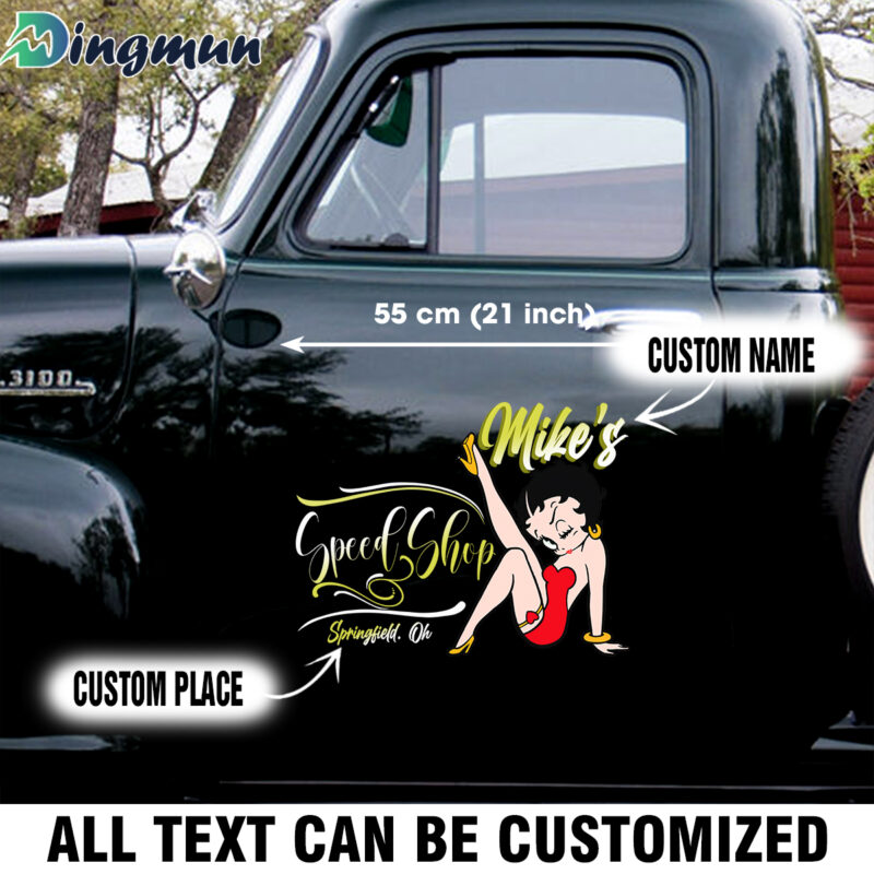 Customizable Hot Rod Betty Boop Pin Up Girl Speed Shop Decals - Dingmun