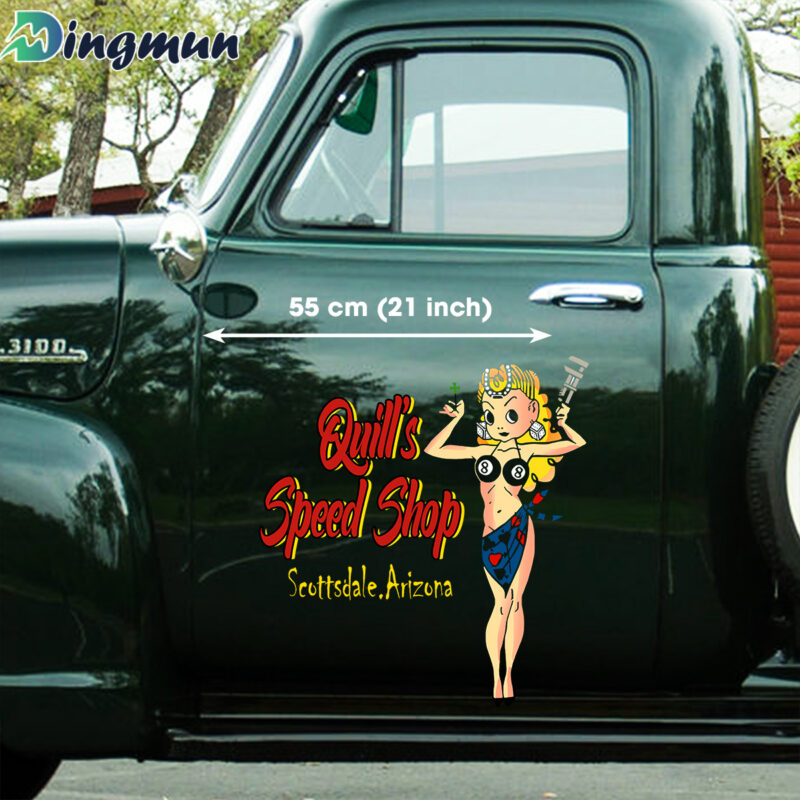 Lady Luck Speed Shop Hot Rod Door Art Decals - Dingmun