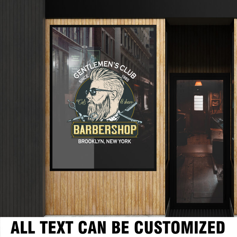 Personalized Barber Shop Vinyl Window Graphics Decals - Dingmun