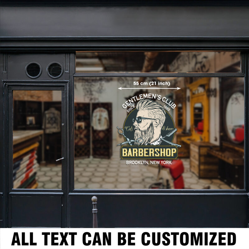 Personalized Barber Shop Vinyl Window Graphics Decals - Dingmun