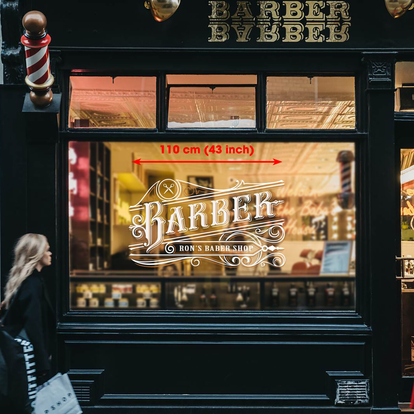 Personalized Barber Shop Window Graphics Vinyl Decals - Dingmun