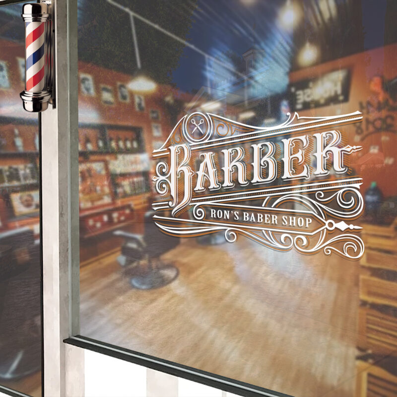 Personalized Barber Shop Window Graphics Vinyl Decals - Dingmun