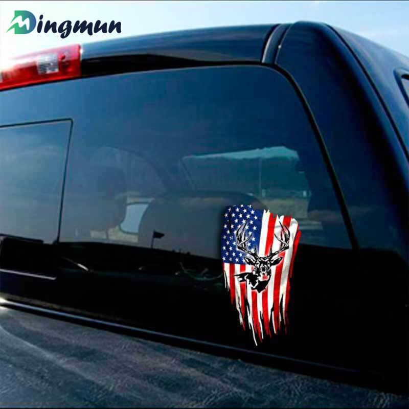 American Flag Whitetail Deer Hunting Vinyl Decals For Window And Side ...