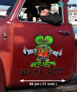Hot Rod Rat Rink With Guns Vinyl Door Art Decals - Dingmun