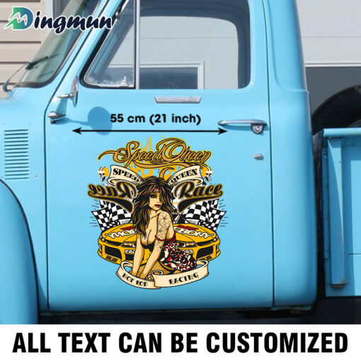 Lady Luck Speed Shop Pin Up Girl Hot Rod Vinyl Decals - Dingmun