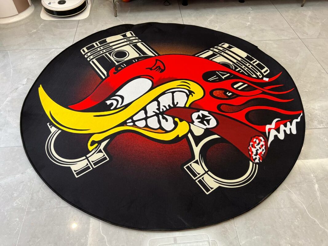 Hot Rod Mr. Horsepower Devil Garage Round Floor Mats - Dingmun
