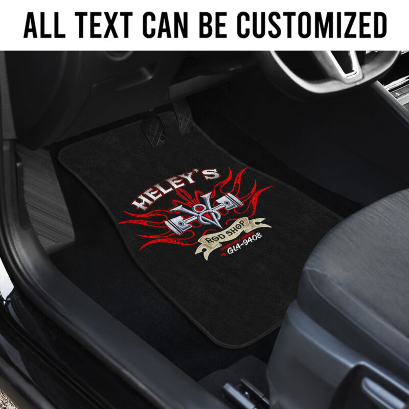 Custom V8 Hot Rod Garage Pinstriping Car Floor Mats - Dingmun
