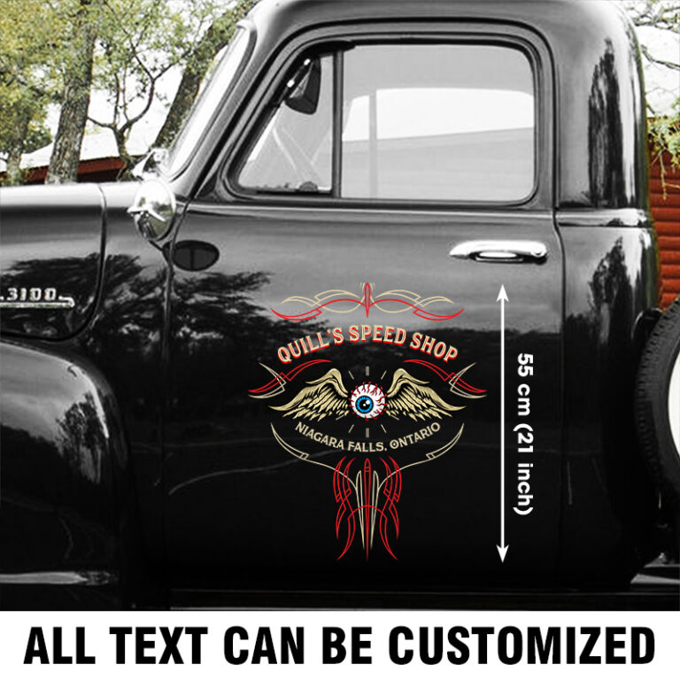 Personalized Hot Rod Speed Shop Door Decals - Dingmun