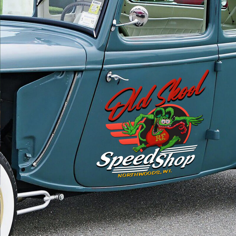 Personalized Hot Rod Garage Rat Fink Old Skool Speed Shop Vinyl ...