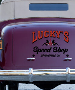 Personalized Pin Up Girl Hot Rod Pinstripe Speed Shop Stickers - Dingmun