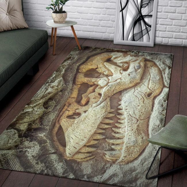 Dinosaur Fossil Head Rug - Dinosaur Rug For Living Room, Bed Room - Dingmun