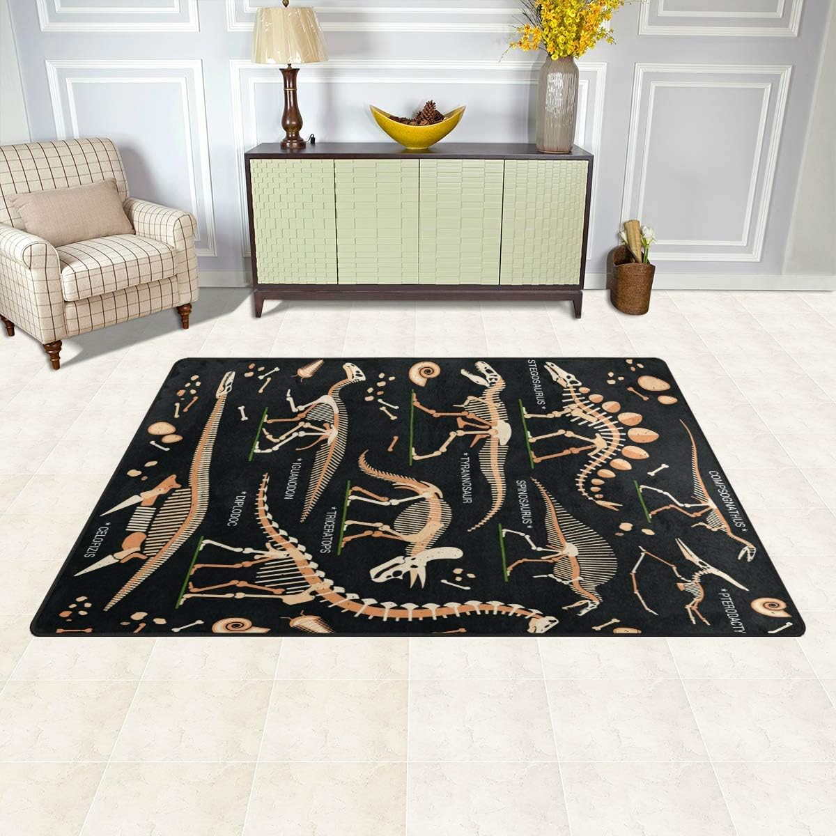 Dinosaur Fossils Eggs Bone Skeleton Floor Rugs For Living Room Bed Room ...