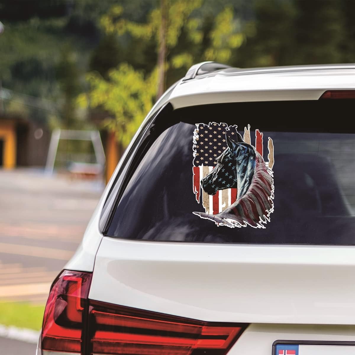 Horse American Flag Car Decal Patriot Horse USA Flag Car Door Window ...