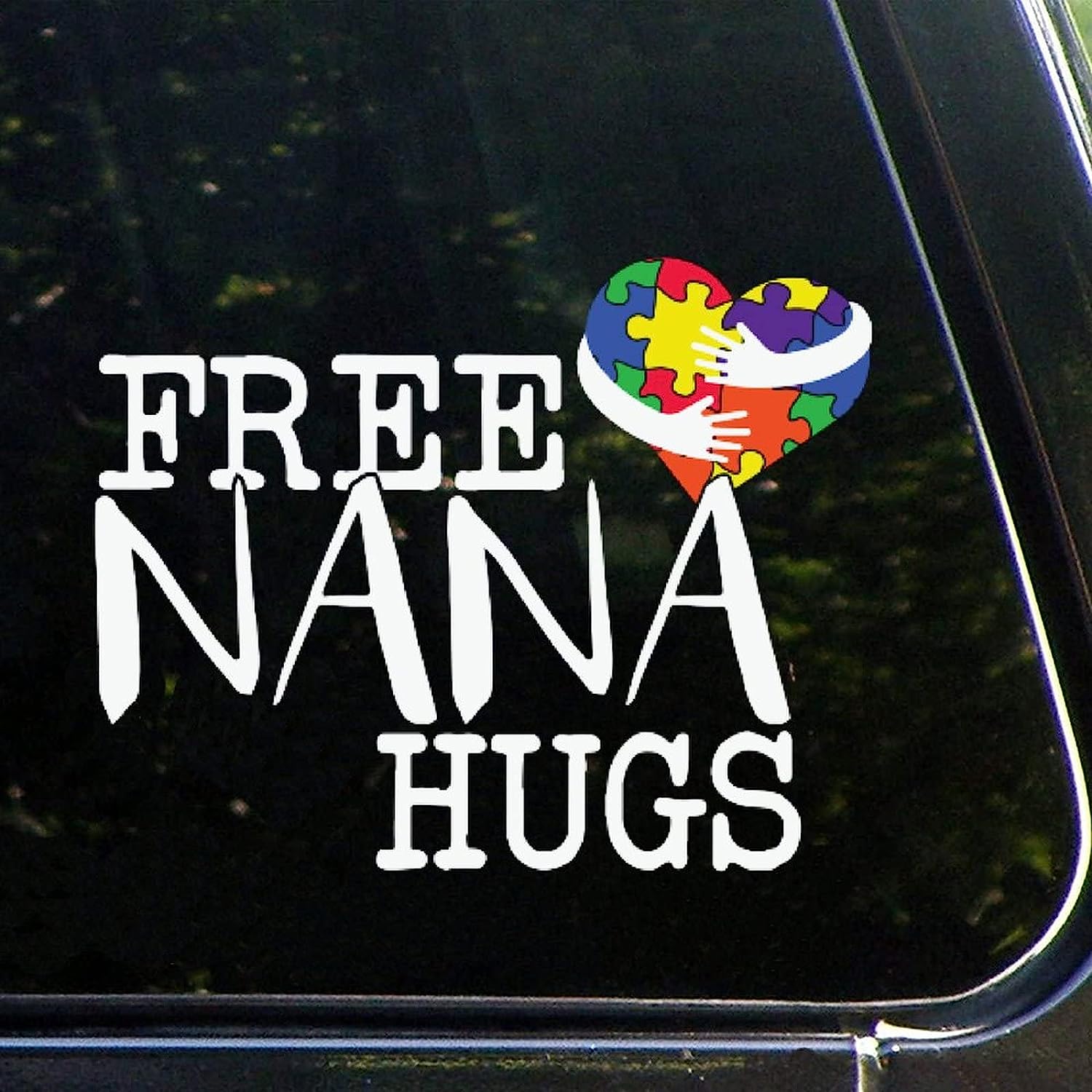 Free Nana Hug Puzzle Heart Car Decals - Autism Awareness Puzzle Vinyl ...