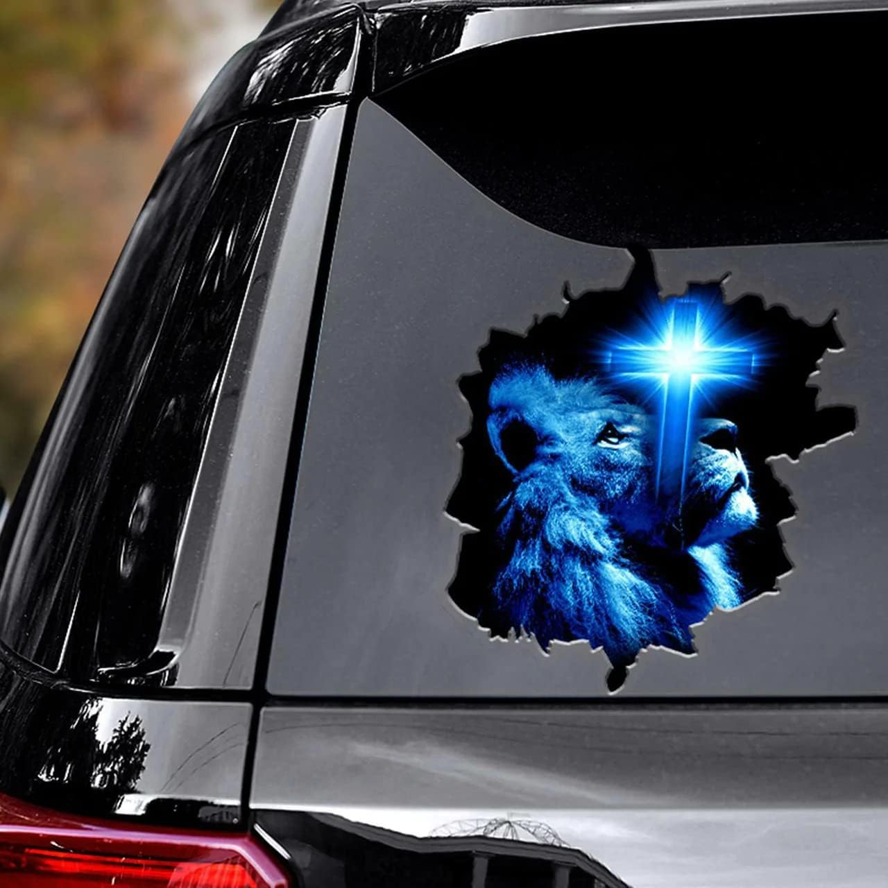 Jesus Cracked Car Decals, 3D Lion Jesus Window Glass Vinyl Car Sticker ...