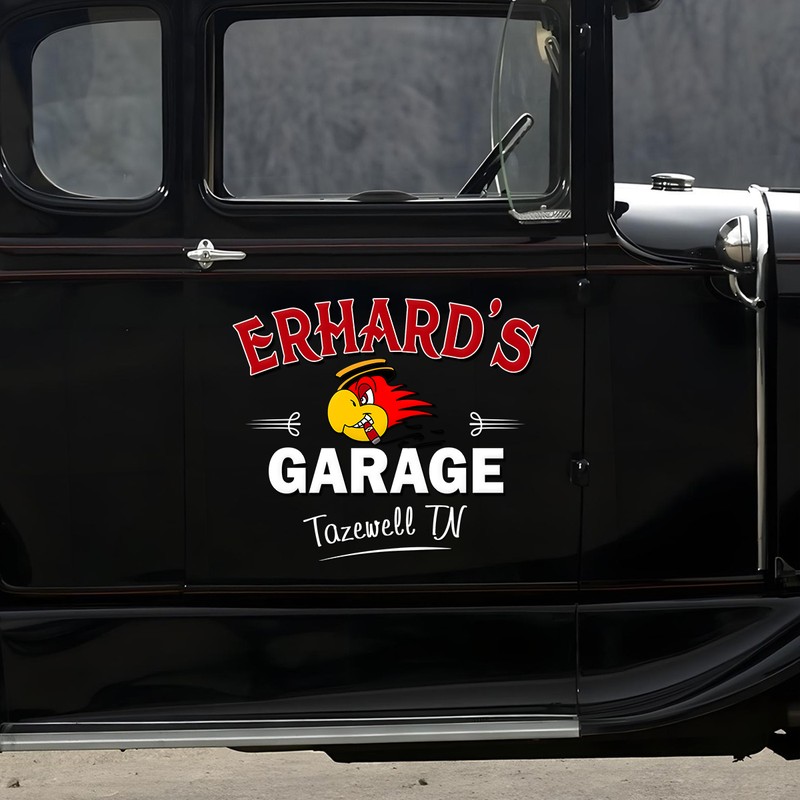 Personalized Woodpecker Garage Vinyl Decals – Mr. Horsepower Hot Rod ...
