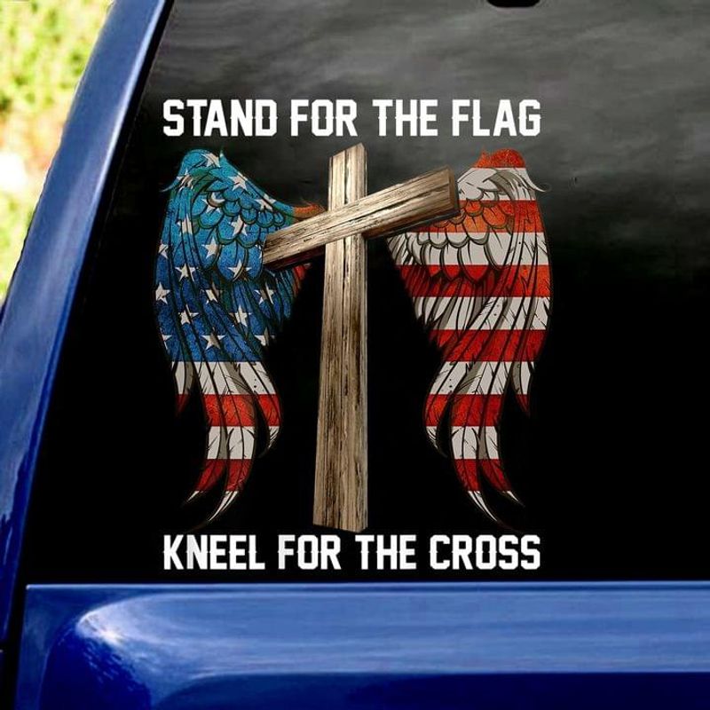 Stand For The Flag Kneel For The Cross Vinyl Sticker Christian Gift ...