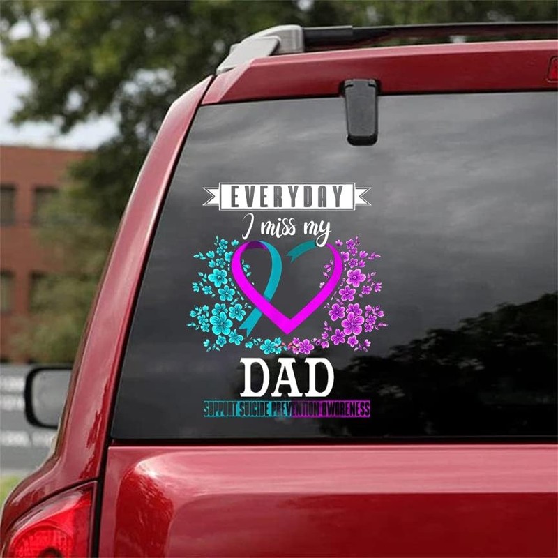 Suicide Awareness Decals - Everyday I Miss My Dad Car Sticker, Purple ...