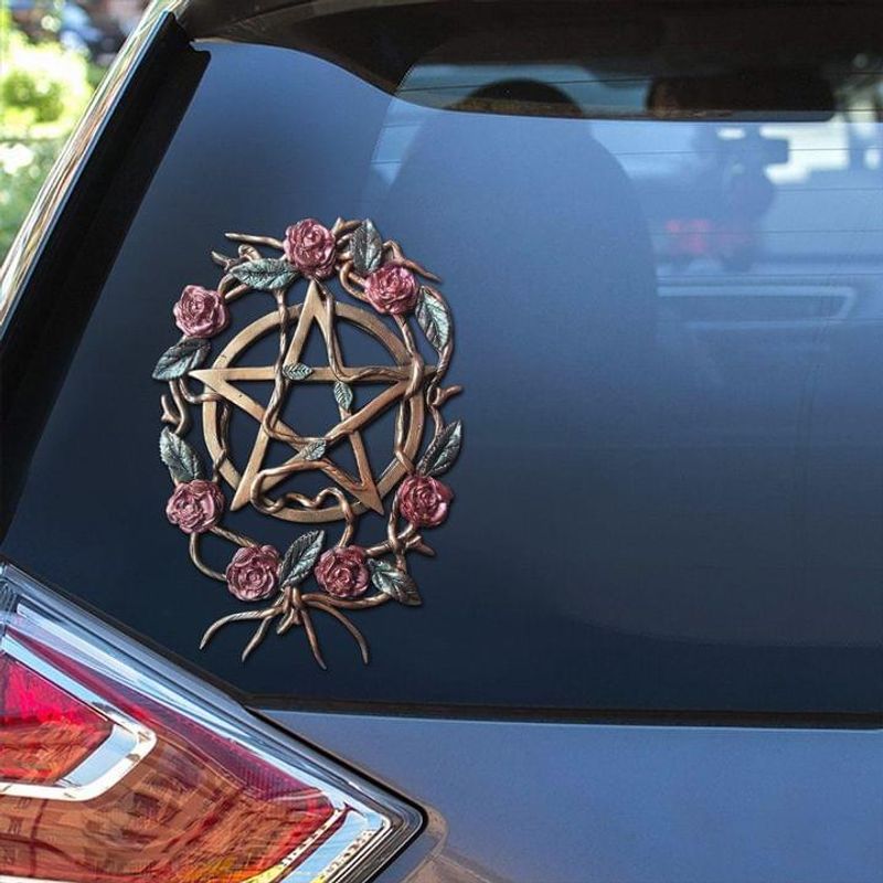 The Golden Pentagram With Roses Circle Decal Witches Style Car Decal UV ...