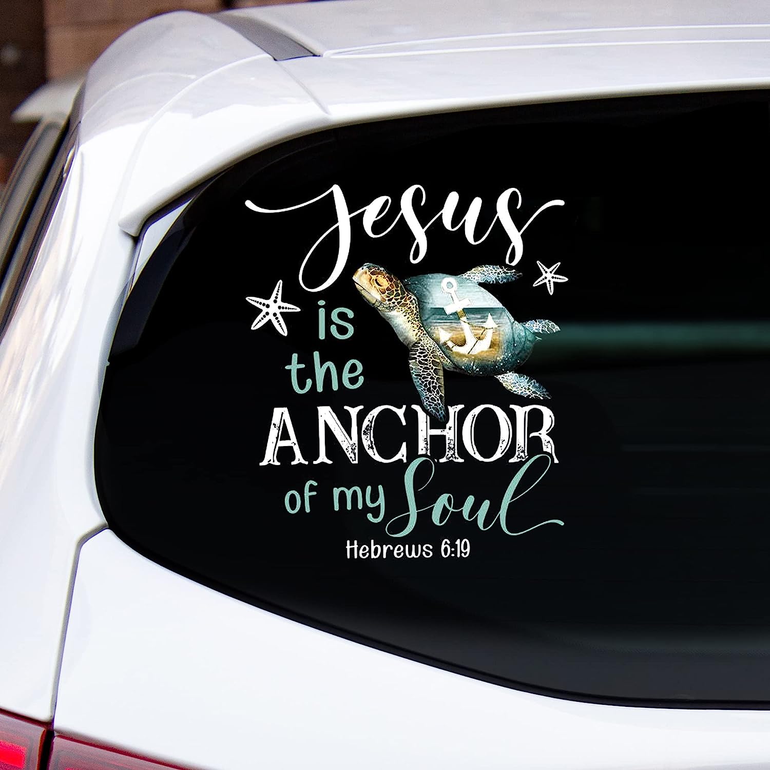 Turtle Jesus is The Anchor of My Soul Car Decal, Turtle Sea Animals ...